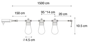Inteligentní LED světelný řetěz 15 metrů 15 světel opál RGBW IP44 - Chill