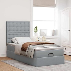 Osmanský rám postele s matrací světle šedá 90x190cm textil 3314134