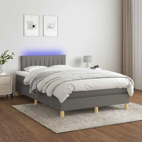 Box spring postel s matrací a LED tmavě šedá 120x190 cm textil 3270103