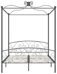 Petromila Rám postele s nebesy šedý kovový 180 x 200 cm