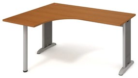 Stůl ergo oblouk pravý 160×120 cm - Hobis Flex FE 60 P Dekor stolové desky: třešeň, Barva nohou: Stříbrná