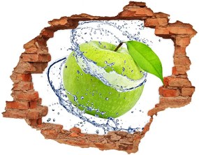Wallmuralia Nálepka 3D díra na zeď Zelená jablka 90x70 cm