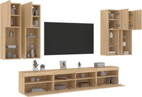 7dílná obývací stěna s LED osvětlením dub sonoma 3216773