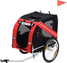 PawHut Pet Bike Trailer - Kočárek pro psy s 8 odrazkami, vlajkou a připojovacím barem, ocelový, voděodolný polyester, max. 30 kg, 130L x 73W x 90H cm…