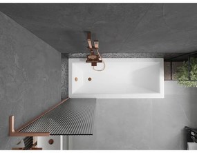 Mexen Next L, 1-křídlová vanová zástěna 50 x 150 cm, 6mm sklo s žebrovým vzorem, měděný profil, 895-050-000-03-09-65