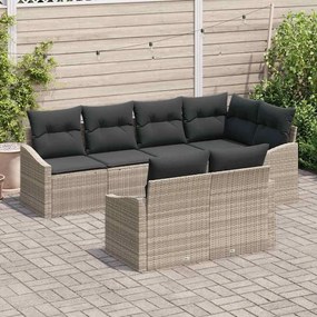 Set pohovek 7 ks Světle šedá polyratan 3346762