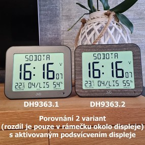 JVD DH9363.1 - Hodiny řízené signálem se zobrazením dne a měsíce v češtině a možností stálého osvětlení