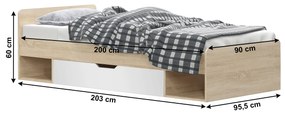 Jednolůžková postel 90 cm Thornham 1S/90 (s úl. prostorem) (bílá). 1006308