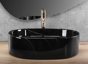 Rea Nadia, umyvadlo na desku 500x380x120 mm, imitace kamene - Black Stone, REA-U9240