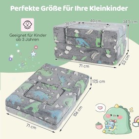Costway Modular dětská pohovka Glow in Dark Play Sofa Modular Sofa, šedá