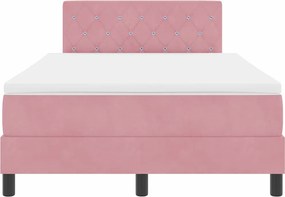Postel s boxspringem s matrací s čelo Růžová 120 x 190 cm samet 3339097