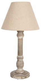 Hnědá stolní lampa s béžovým režným stínidlem Wiesje – 23x45 cm