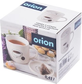 Bílý porcelánový hrnek s víčkem 450 ml – Orion