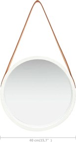 vidaXL Nástěnné zrcadlo s popruhem 40 cm [320360] Barva: Bílá