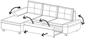 Rohová sedačka Madeira 1B, tmavá šedá látka, levý roh