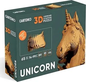 CARTONIC 3D puzzle Jednorožec / 65 dílků / kartonové / bez lepidla / r