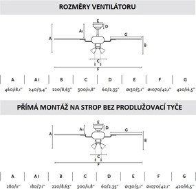 FARO LISBOA 33102 42“ hnědá/tmavě hnědá/mahagon Reverzní stropní ventilátor