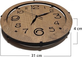 Li-Go Dřevěné hodiny nástěnné "Velké číslice" dub velikost svítidla/hodin: 31 cm