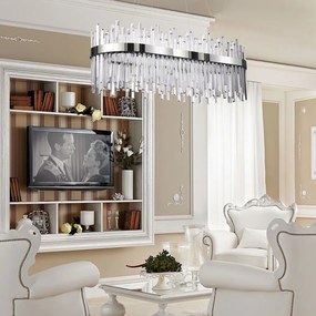 Toolight Toolight, LED křišťálové svítidlo 80x35 cm, 62W, APP1514-CP80, chromová, OSW-03262