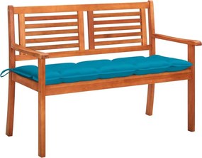 vidaXL 2místná zahradní lavice s poduškou 120 cm masivní eukalyptus [3060991] Barva: Modrá