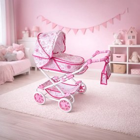 Dětský kočárek pro panenky 2v1 New Baby Monika Flowers