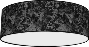 Stropní svítidlo Satino Round, 1x černé/stříbrné textilní stínítko, (bílé plexisklo), (fi 60 cm)