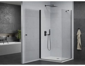 Mexen Pretoria sprchový kout s otočnými dveřmi 80 x 90 cm, průhledné, Černá + vanička do sprchového kouta Flat - 852-080-090-70-