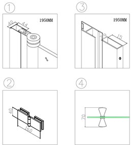 BPS-koupelny Zalamovací otočné sprchové dveře HYD-JSD01E 120 černá/transparent pro instalaci do niky - bez vaničky