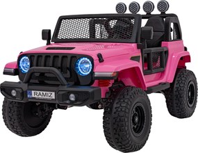 Ramiz Terénní auto OFF-ROAD 3.0 pro děti růžové + dálkové ovládání + pomalý start + pásy + LED a zvuky