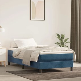 vidaXL Box spring postel s matrací 100x200 cm samet [3144316] Barva: Tmavě moddrá
