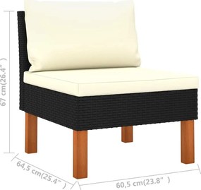 vidaXL 5dílná zahradní sedací souprava s poduškami polyratan [3059732] Barva: Černá