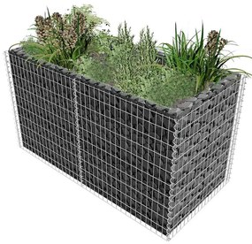 Gabionový vyvýšený záhon ocel 180 x 90 x 100 cm stříbrný 142366