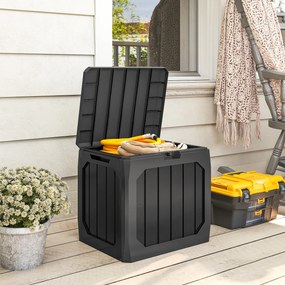 plastový zahradní úložný box o objemu 121 l, venkovní úložný box s uchy, černý