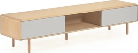 Šedý/v přírodní barvě TV stolek v dekoru jasanu 180x41x42 cm Anielle – Kave Home