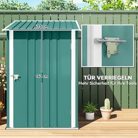 Zahradní kůlna Outsunny 0,92 m² 100x103x160 cm - Kovová kůlna se 1 dveřmi a zámkem na nářadí pro terasu