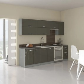 GREY gr | vysoká skříňka 40 DK-210 2F potravinová s policemi | 40 cm | světle šedá/tmavě šedá lesk