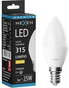 Mexen Nova LED žárovka E14, C37, 3W, Teplá - 3000K, 315 lm - L102-E14-0330-01