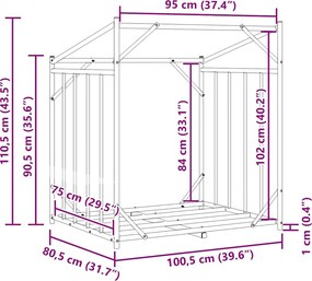 vidaXL Stojan na palivové dřevo s krytem 100,5x80,5x110,5 cm [4104938]