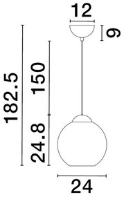 Nova Luce Závěsné svítidlo MIDORI, 24cm, E27 1x12W Barva: Růžové sklo