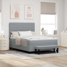Postel s boxspringem s čelo Světle šedá 140 x 200 cm textil 3343995