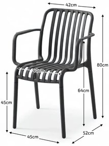 Plastová židle TREGO s područkami, antracitová