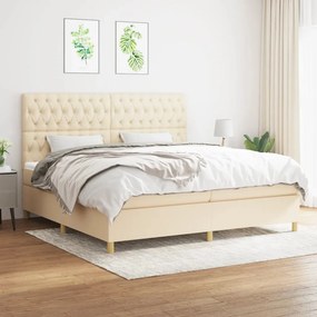 Box spring postel s matrací krémová 200x200 cm textil 3142606