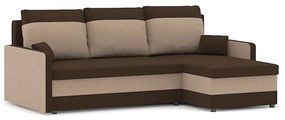 Rozkládací rohová sedací souprava MILTON model 2 Hnědá/cappuccino