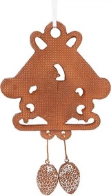 Hnědá závěsná dekorace perníkové hodiny kukačky - 12*2*18 cm