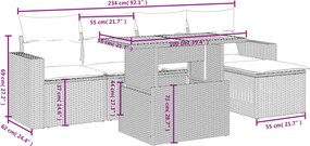 6dílná zahradní sedací souprava s poduškami šedá polyratan 3271291