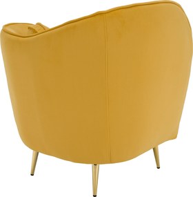 Designové křeslo, žlutá Velvet látka/gold chrom zlatá, EZIO