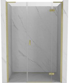Mexen Mist-H L sprchové dveře pravé 145 cm, průhledné, zlaté kartáčované - 8A5L-145-001-55-00-P