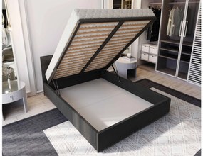 Manželská postel 160 cm Lonnie (černá) (s roštem a úložným prostorem). 1047084