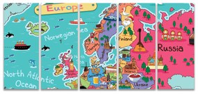 Malvis ® Dětský obraz Mapa Evropa Velikost: třídílný obdélník - 90x60 cm