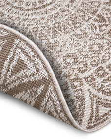 MK Original: Produkty s rodokmenem, Kusový koberec Mujkoberec Original Nora 105453 Linen kruh – na ven i na doma, 200x200 (průměr) kruh, hnědá, chodba / předsíň